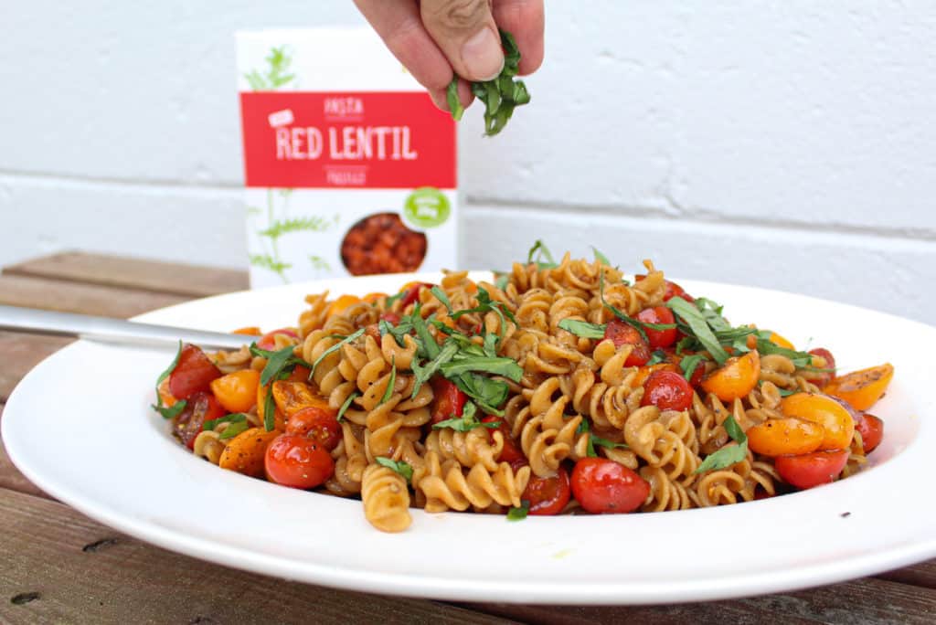 Red Lentil Fusilli with Balsamic Marinated Tomatoes - Naptime Kitchen